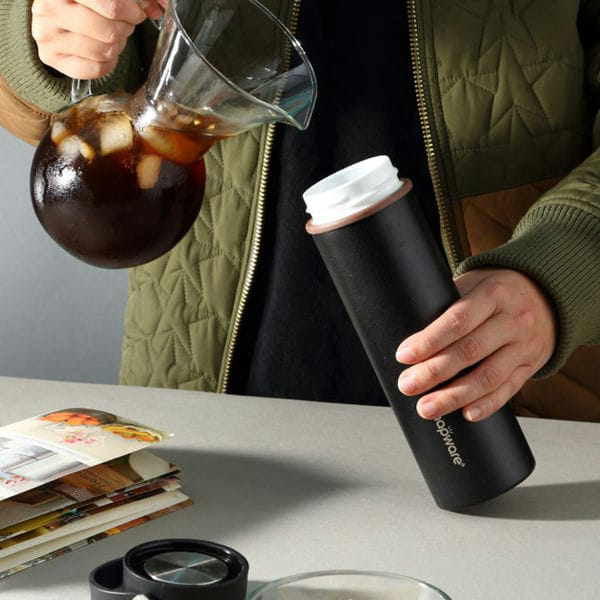 【Snapware 康寧】換芯陶瓷不鏽鋼超真空保溫瓶 400ml - 黑色 - 全聯全電商