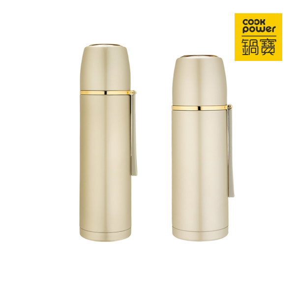 【CookPower 鍋寶】316超真空彈頭保溫瓶-金 480ml+400ml - 全聯全電商
