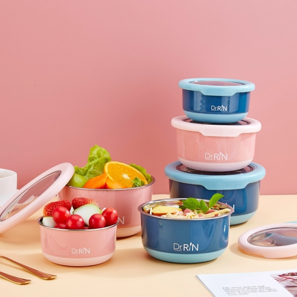 【DR.RIN】含蓋不鏽鋼雙層隔熱碗1.2L藍 1200ml/個 - 全聯線上購-隔日達平台