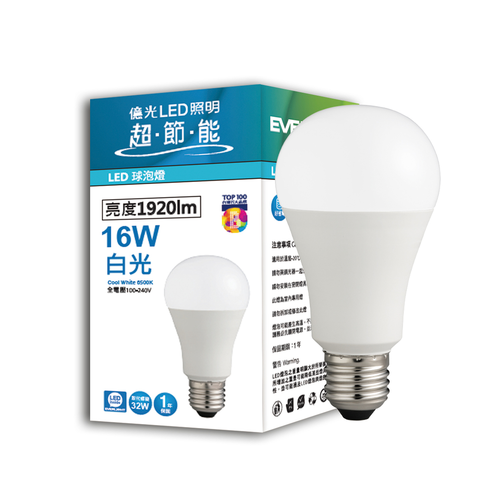 【億光】超節能高光效LED球泡燈16W白光(1顆) - 全聯線上購-隔日達平台