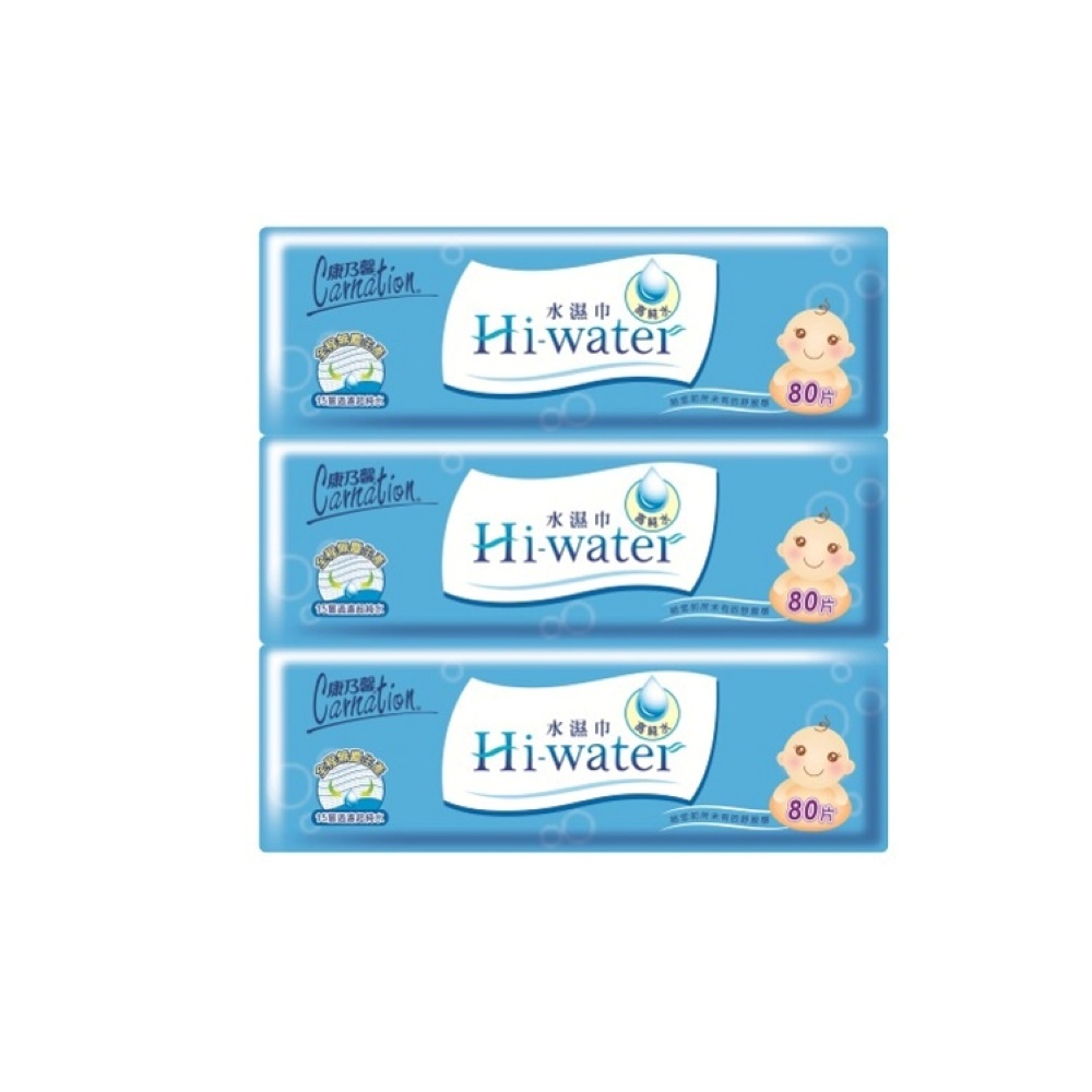 【康乃馨】Hi-Water水濕巾(80抽*3包) - 全聯線上購-隔日達平台