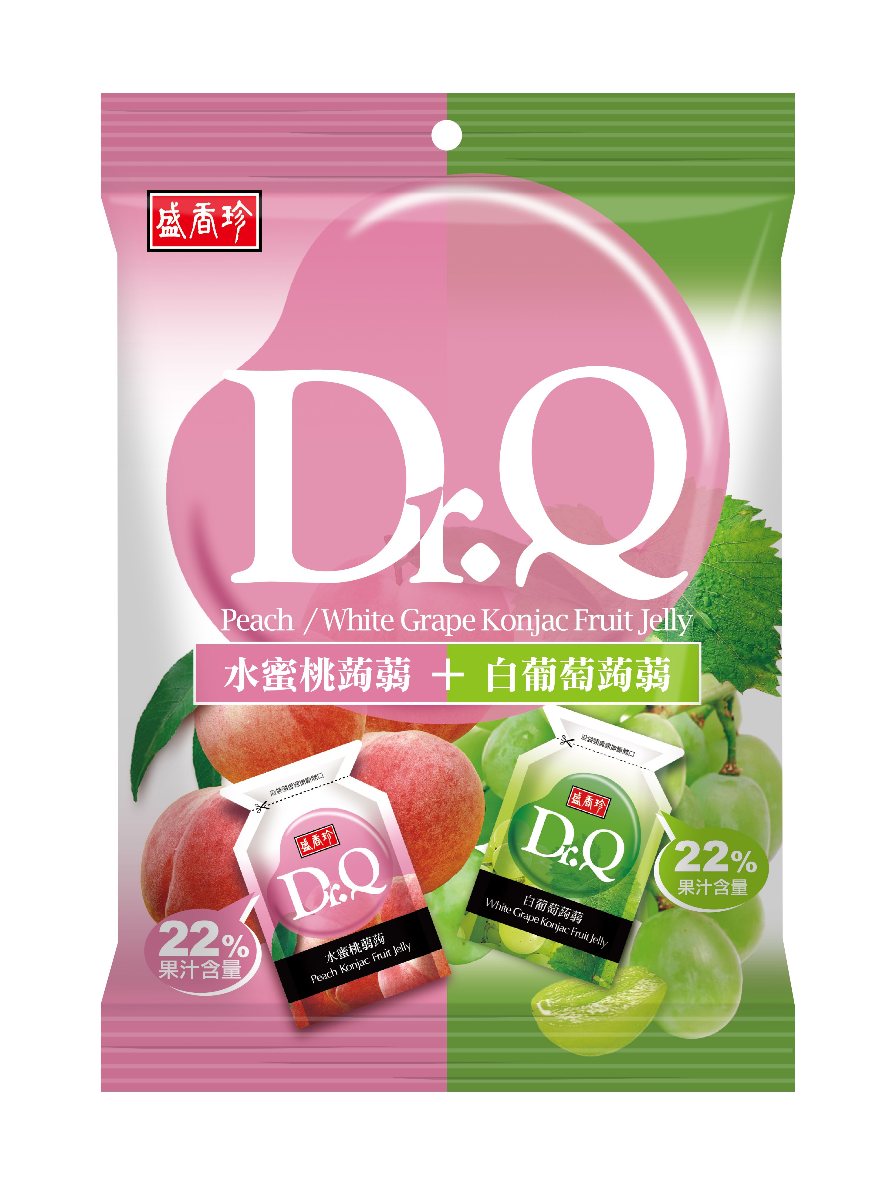【盛香珍】Dr.Q雙味蒟蒻(水蜜桃+白葡萄)(420g/袋) - 全聯線上購-隔日達平台