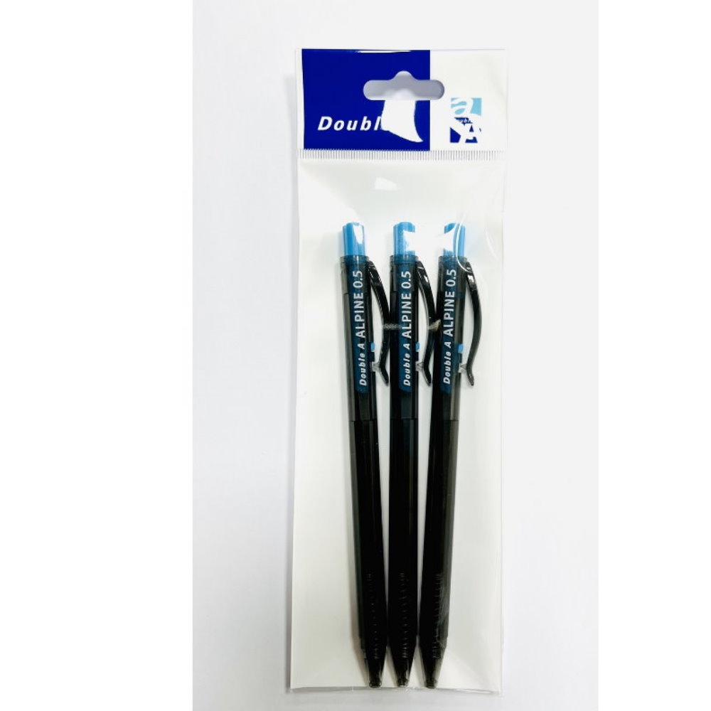 【DOUBLE A】Alpine 按壓式原子筆0.5藍-3入(.) - 全聯全電商
