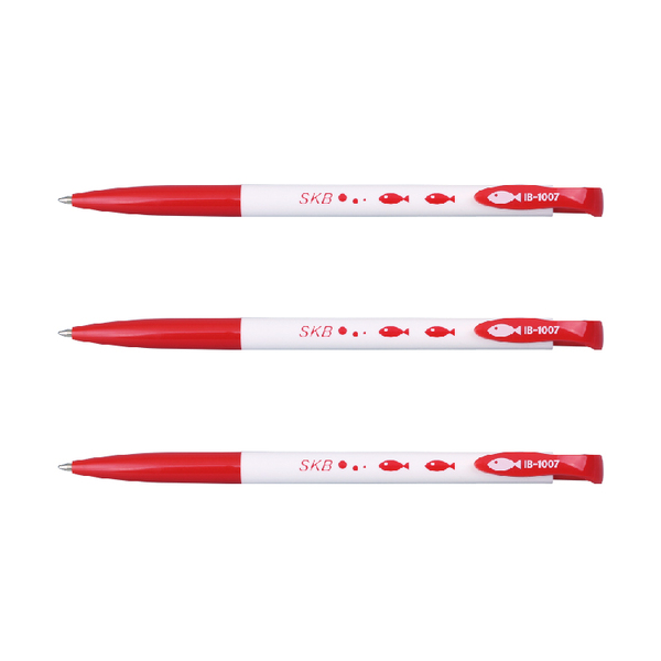 【SKB文明鋼筆】IB-1007原子筆 紅(3入/包) - 全聯全電商
