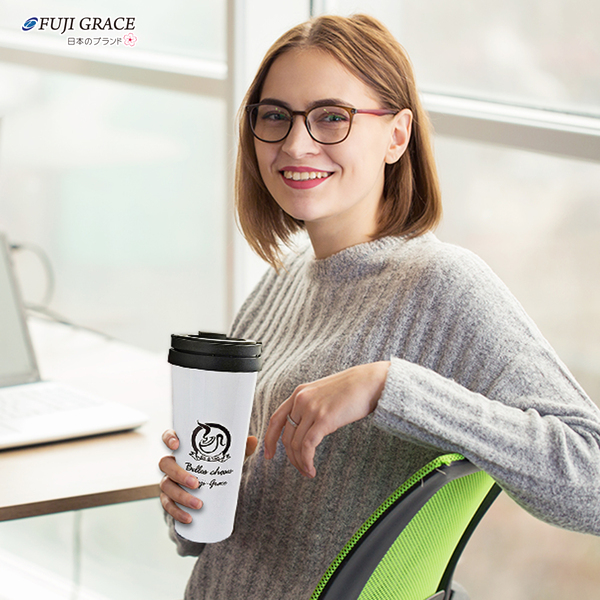 【FUJI-GRACE 日本富士雅麗】外鋼內陶瓷手提咖啡杯(600ml-白色) - 全聯 全電商