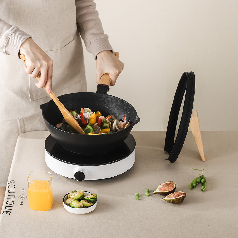 【Taste Plus】悅味元木 鑽石級內外不沾鍋 平底煎鍋 26cm IH全對應((贈原廠鍋蓋+木鏟)) - 全聯線上購-隔日達平台