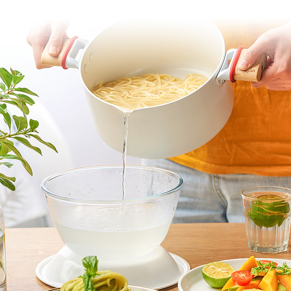 【Taste Plus】悅味元素 瑞士陶瓷釉 奈米銀抗菌 不沾鍋 16cm奶鍋+20cm湯鍋 IH全對應((純淨白)) - 全聯全電商