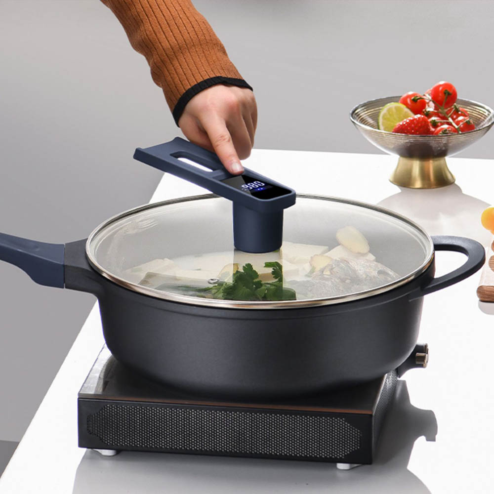 【Sushar小菜丫】智能手把感溫 附紫外線燈 不沾鍋 深煎炒鍋24cm((IH全對應)) - 全聯全電商