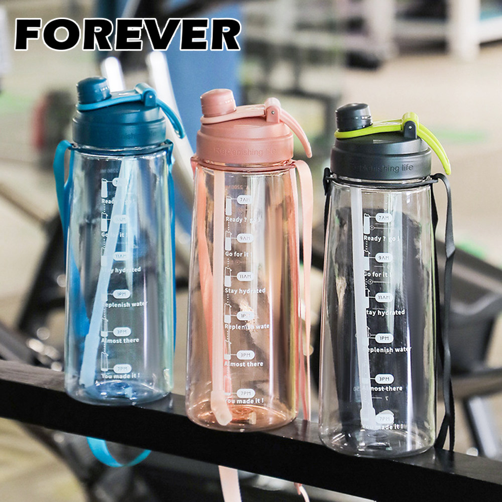 【日本FOREVER】(買一送一) 大容量運動吸管水壺 附背帶2200ml(3色) - 全聯全電商