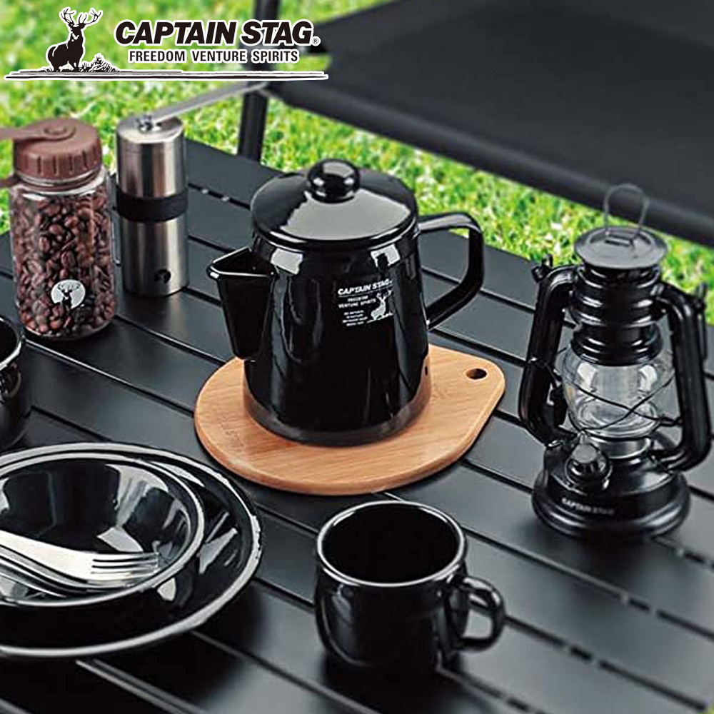 【日本CAPTAIN STAG】CS經典黑鹿琺瑯茶壺(黑色) - 全聯全電商