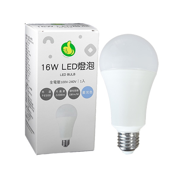 【大拇指】大拇指LED燈泡16W-晝光色-1入(16W/1顆) - 全聯線上購-隔日達平台