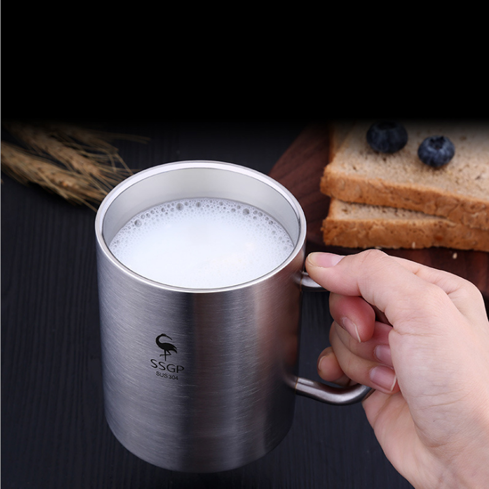 【PUSH!】餐具用品防摔304不鏽鋼杯子兒童不鏽鋼水杯帶手柄口杯400ml(帶蓋款)(（304不鏽鋼杯子E127）) - 全聯全電商