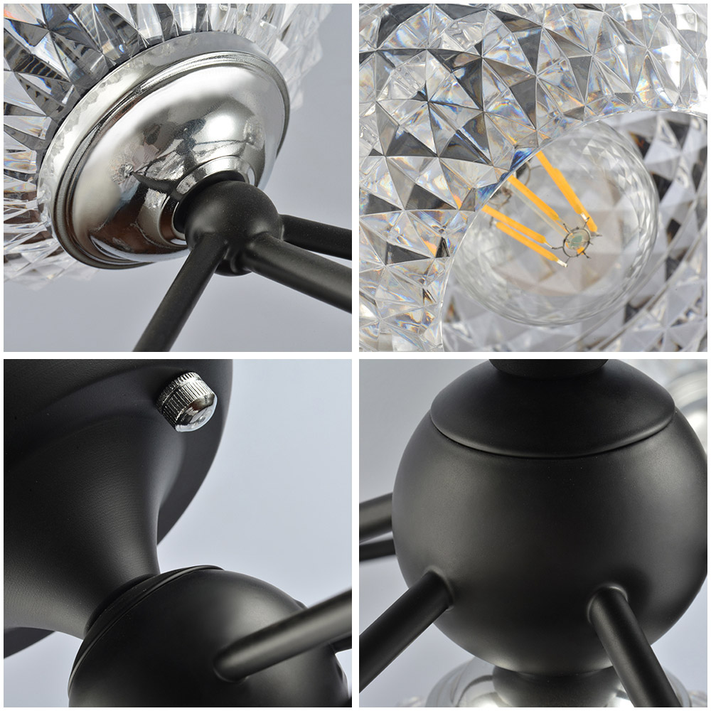 【卡米達燈飾】海拉半吸頂五燈．附電子開關 (CA9614-5BK) - 全聯全電商