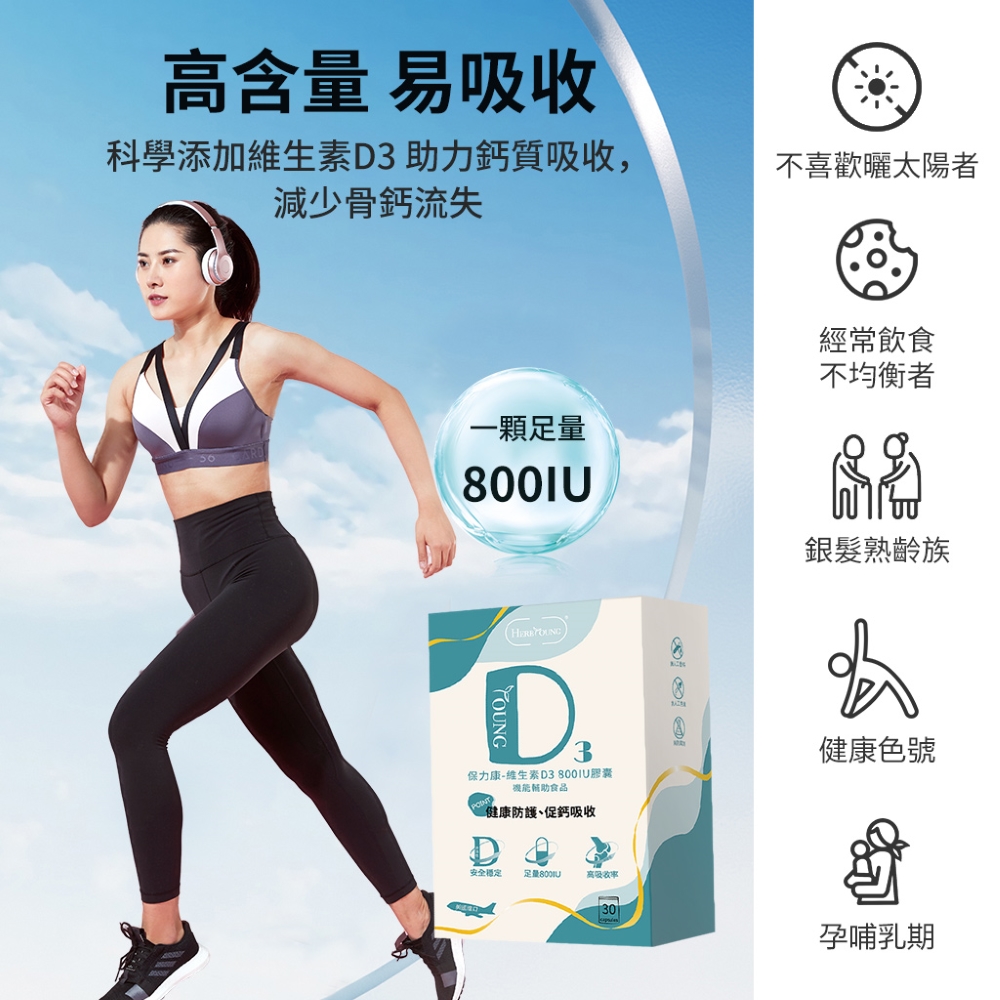 【Herbyoung 養研萃方】保力康 維生素D3 美國進口(30顆/盒) - 全聯全電商