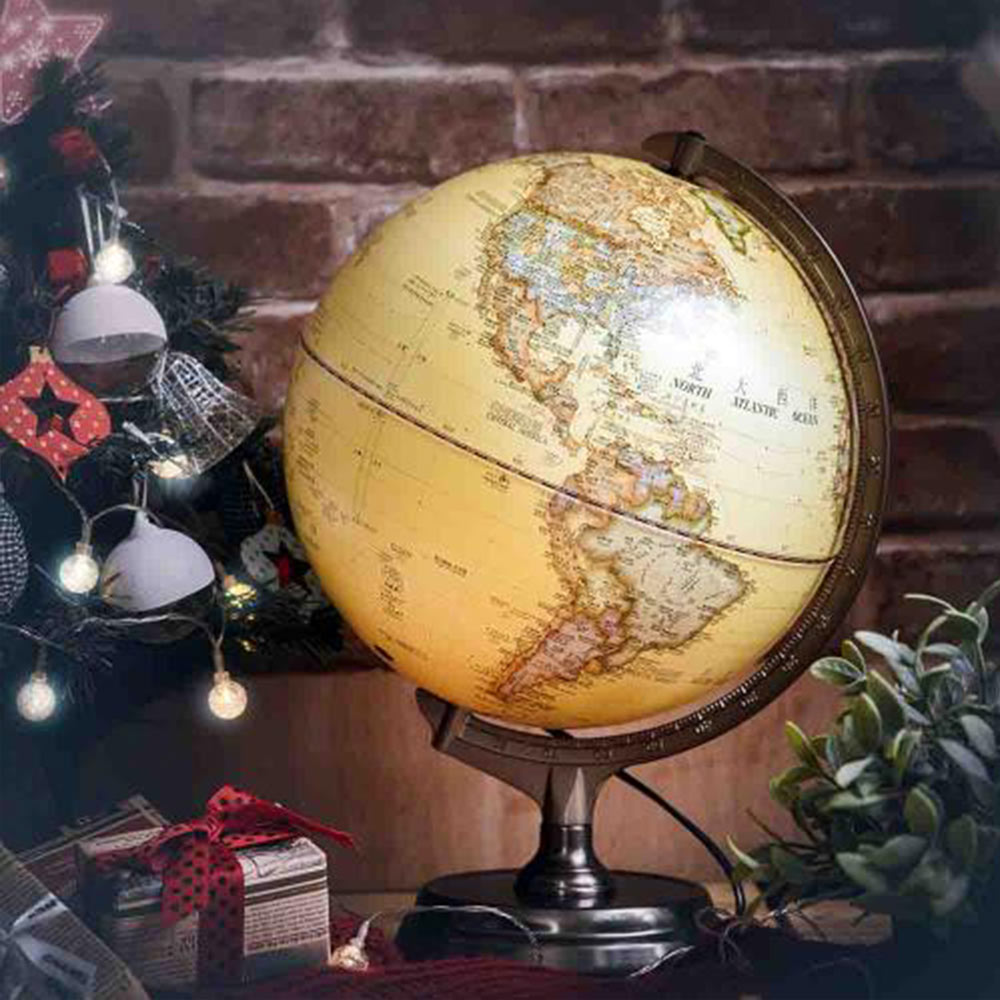 【SkyGlobe】12吋仿古金屬底座立體觸控式地球儀(AR互動款) - 全聯全電商