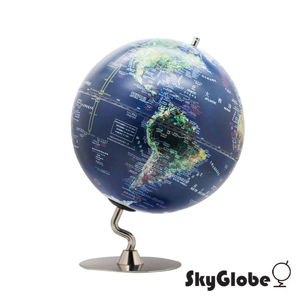 【SkyGlobe】12吋衛星觸控鋰電池N型古銅金底座地球儀(中英文對照)(AR互動款) - 全聯全電商
