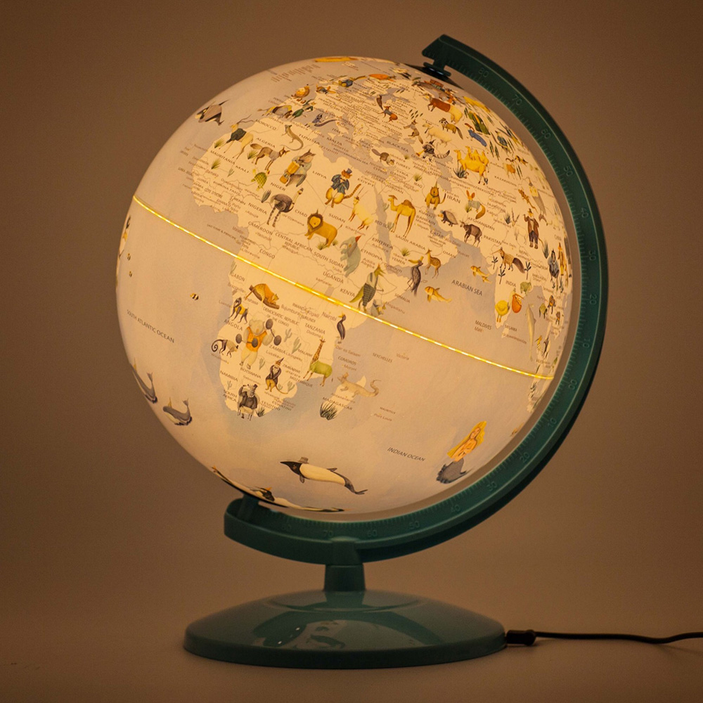 【SkyGlobe】10吋童話動物版地球儀-淺藍(附燈)(中英文版) - 全聯全電商