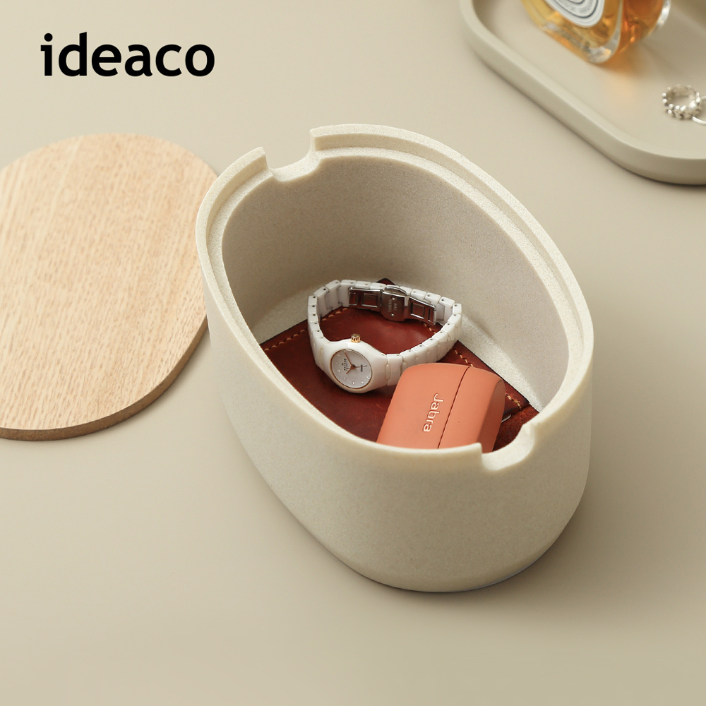 【日本ideaco】砂岩淺型橢圓形收納盒(小/多色可選) - 全聯全電商