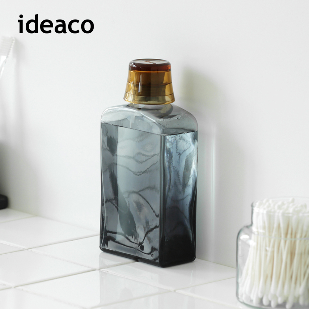 【日本ideaco】復古風漱口水用玻璃空瓶-附漱口杯(400ml) - 全聯全電商
