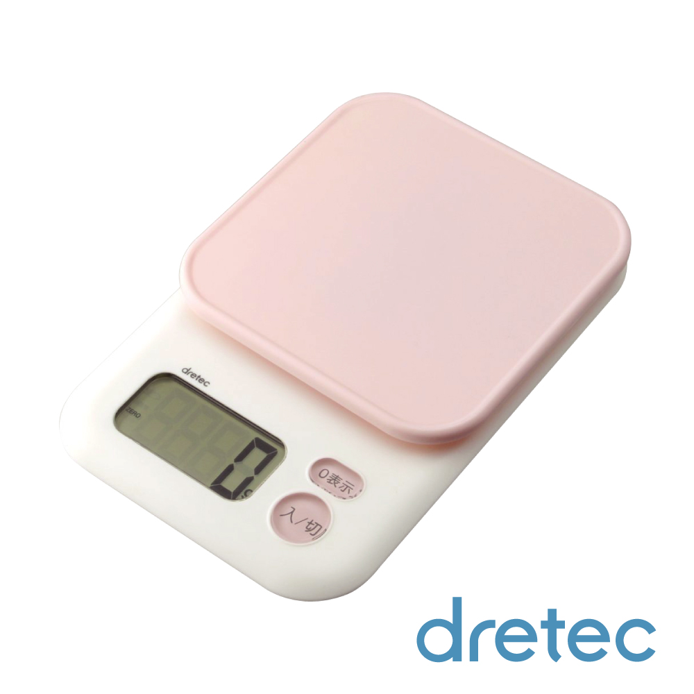 【日本dretec】「甘納許」大秤盤電子料理秤-粉色-1g/2kg(KS-705PK) - 全聯全電商