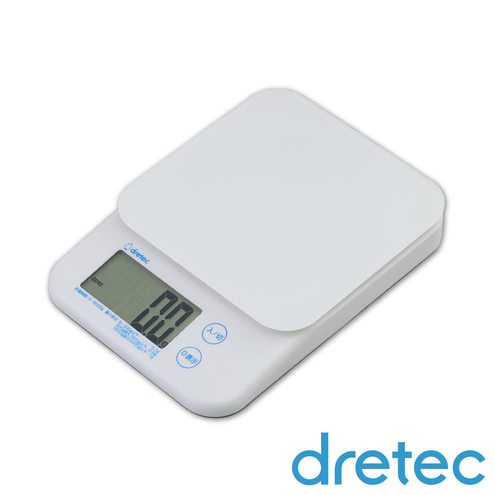 【日本dretec】日本『巴克特』高精度玻璃廚房料理電子秤-白色-5kg/0.1g(KS-515DWTKO) - 全聯全電商