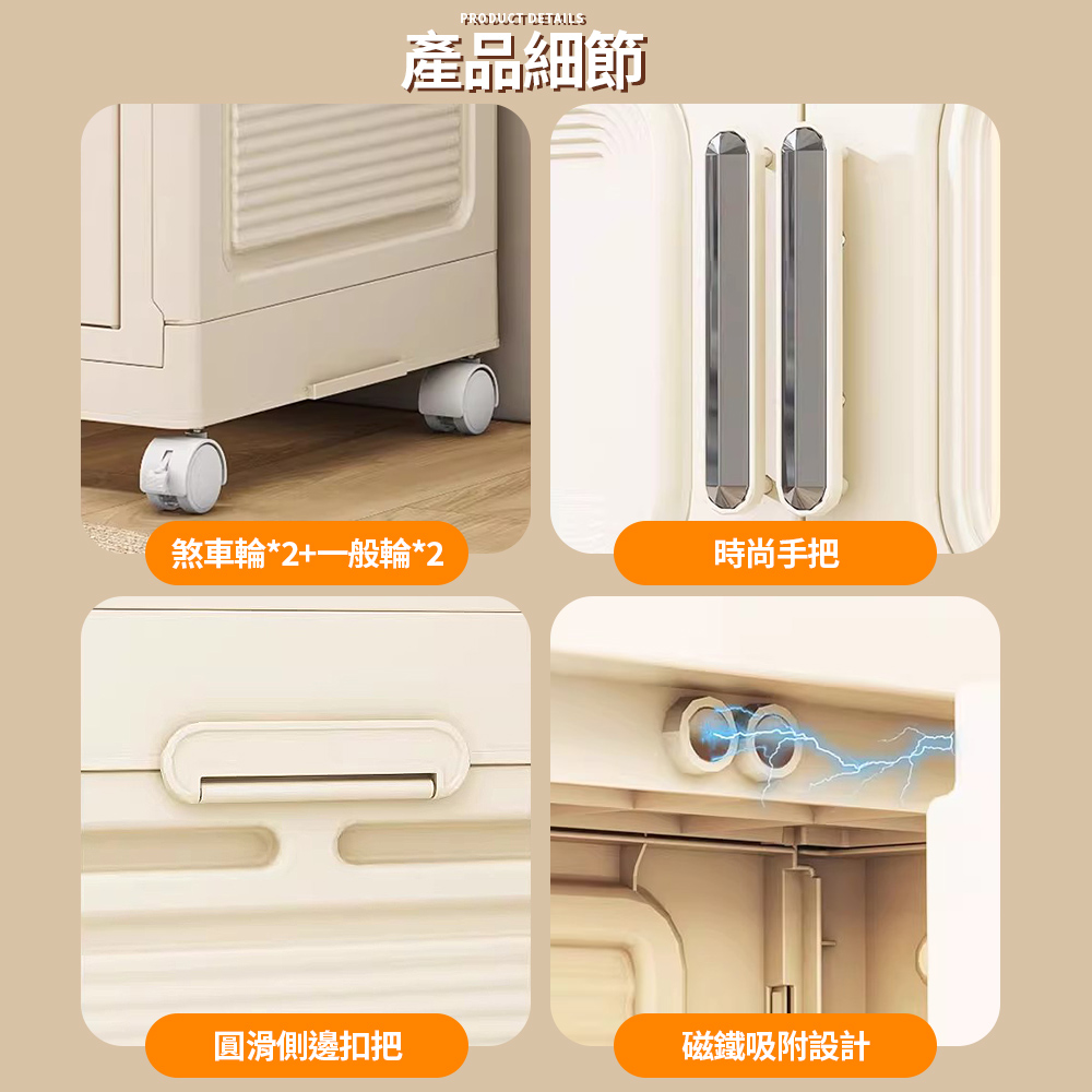 【MR.BOX】78面寬摺疊雙開門五層收納櫃-附滑輪(兩色可選) - 全聯全電商