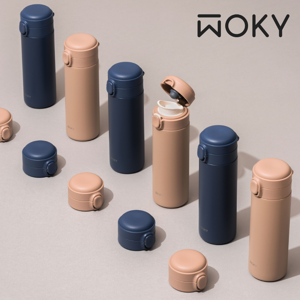 【WOKY 沃廚】輕量輕芯鈦瓷易潔層彈蓋保溫瓶2入組(450ML) - 全聯全電商