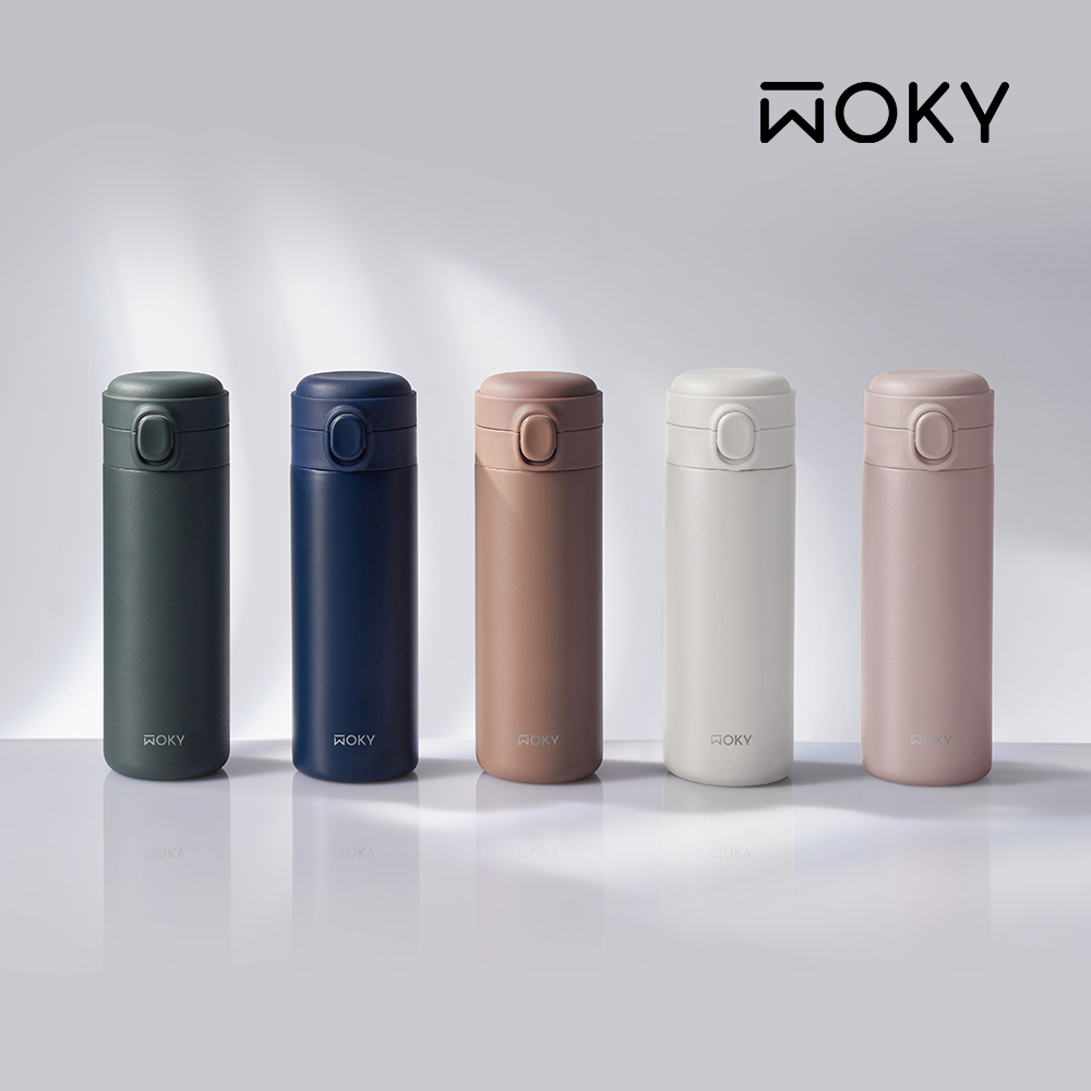 【WOKY 沃廚】輕量輕芯鈦瓷易潔層彈蓋保溫瓶2入組(450ML) - 全聯全電商