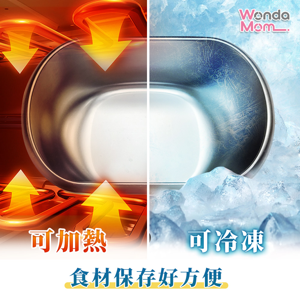 【WondaMom】304不鏽鋼可微波保鮮盒三件組(500ml*1、1000ml*1、1700ml*1)(便當盒 料理盒 保鮮盒) - 全聯全電商