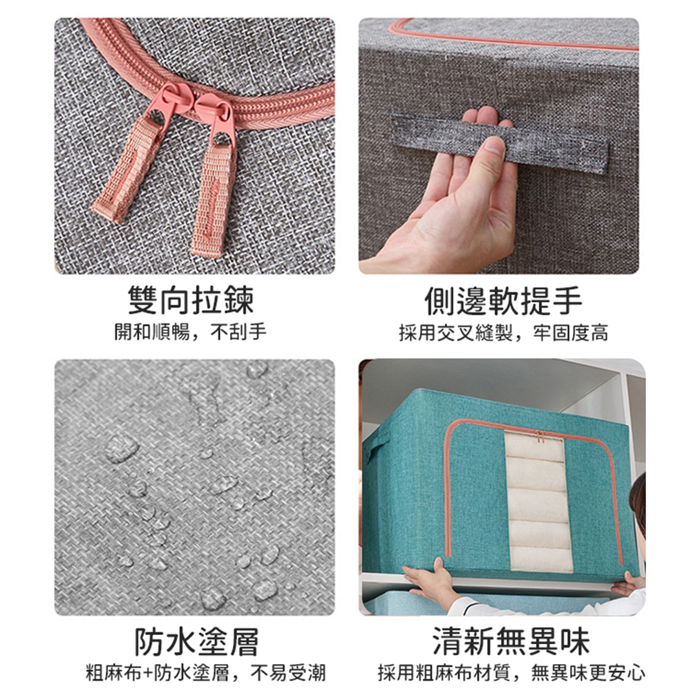 【KARY】高級加厚粗麻布可移動置物收納箱組66L(3+1入) - 全聯全電商