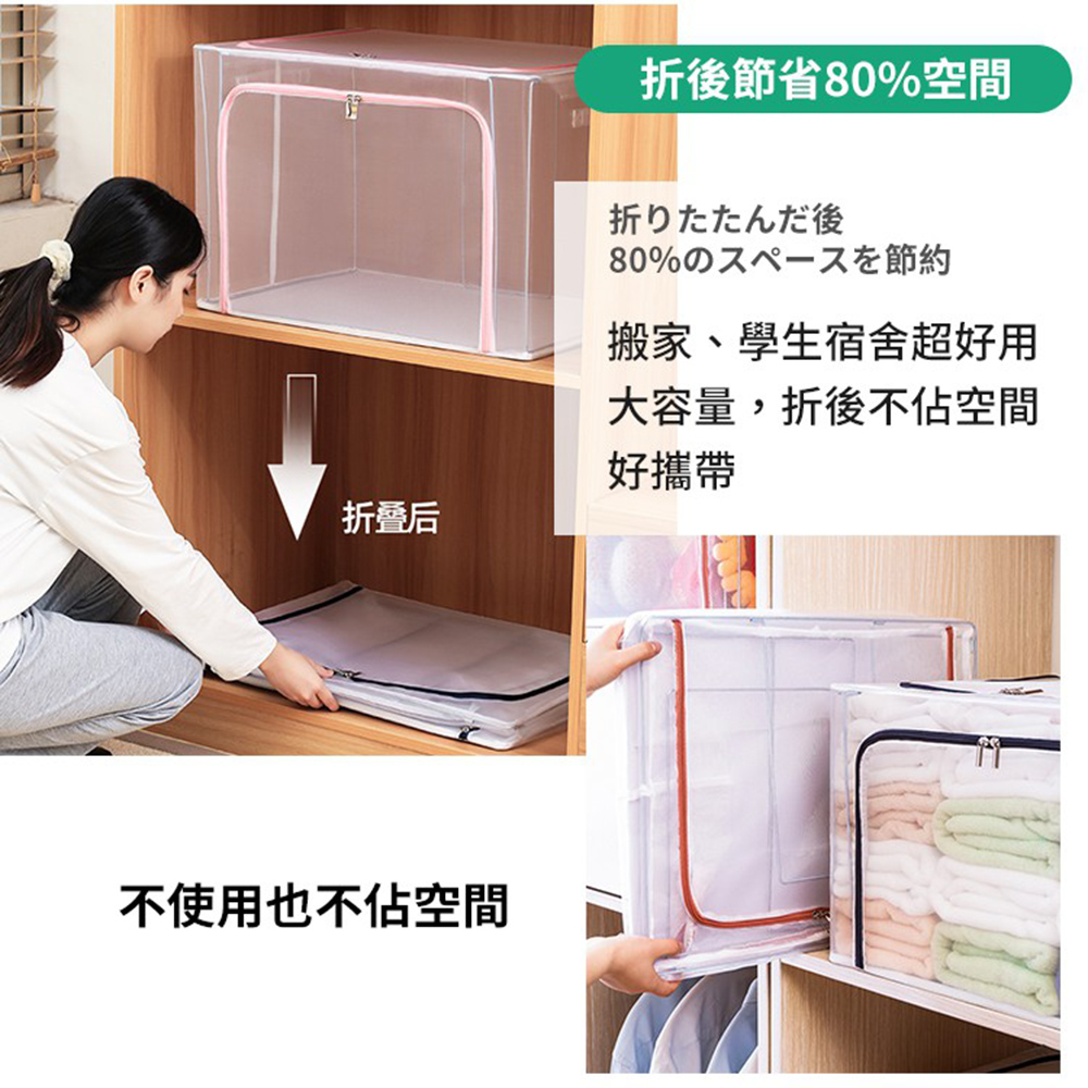 【KARY】80L透明防水PVC加粗鋼架耐重雙開收納箱(5入) - 全聯全電商