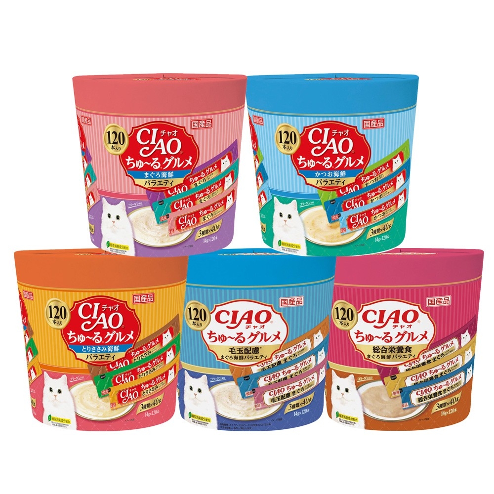 【CIAO】啾嚕美味肉泥系列 (14g*120本)(*1桶 (滿1399元，送UCat貓糧400g一包)) - 全聯全電商