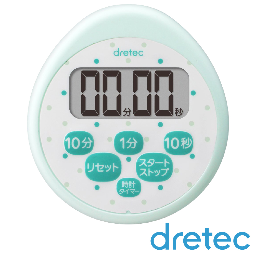 【DRETEC】小點點日本防水滴蛋型時鐘計時器-6按鍵-綠色(T-565GN) - 全聯全電商