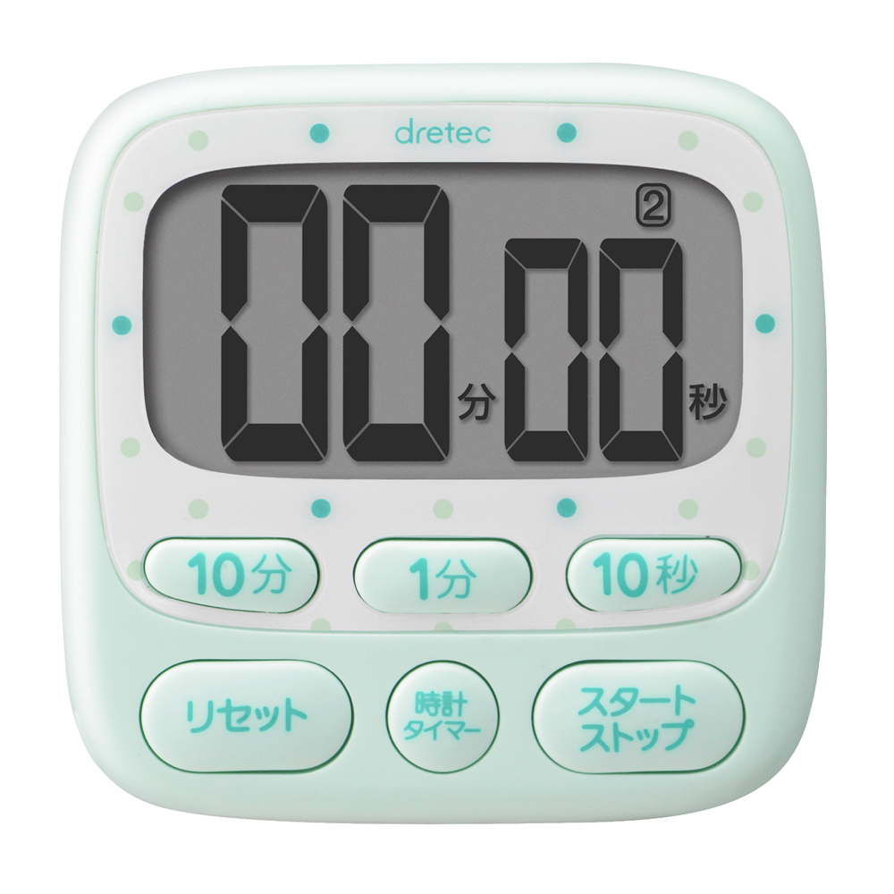 【DRETEC】小點點日本大螢幕時鐘計時器-6按鍵-綠色(T-566GN) - 全聯全電商