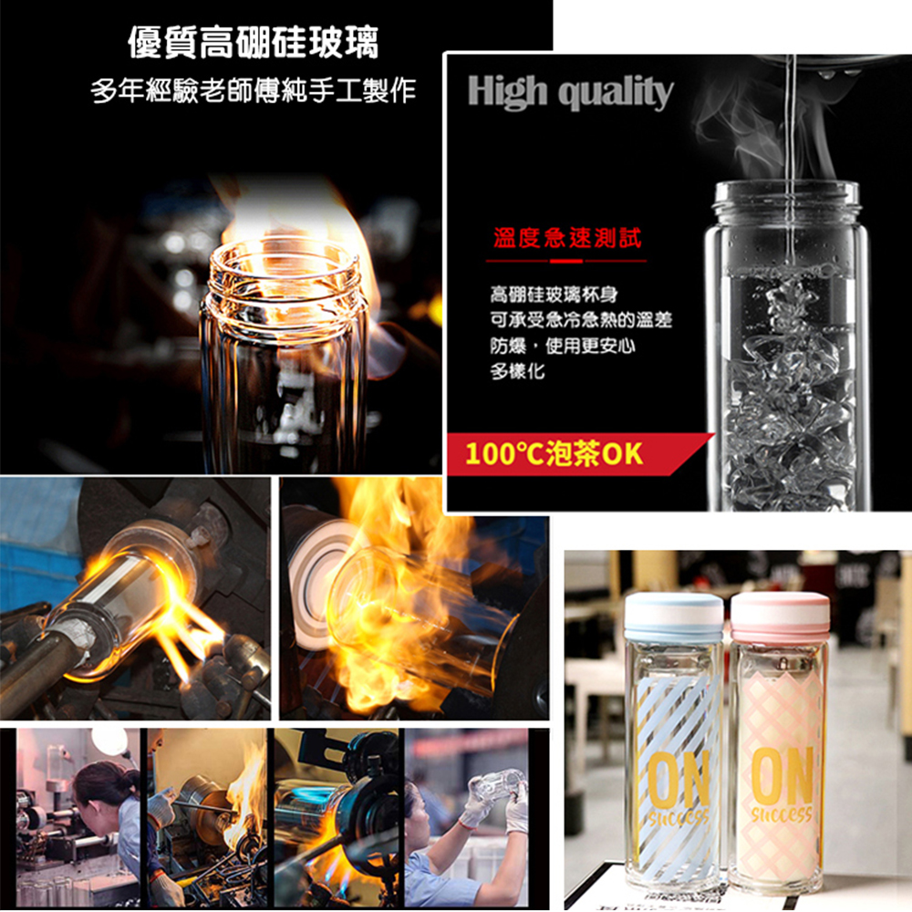 【KARY】現代幾何雙層隔熱泡茶玻璃杯320ml(2入) - 全聯全電商