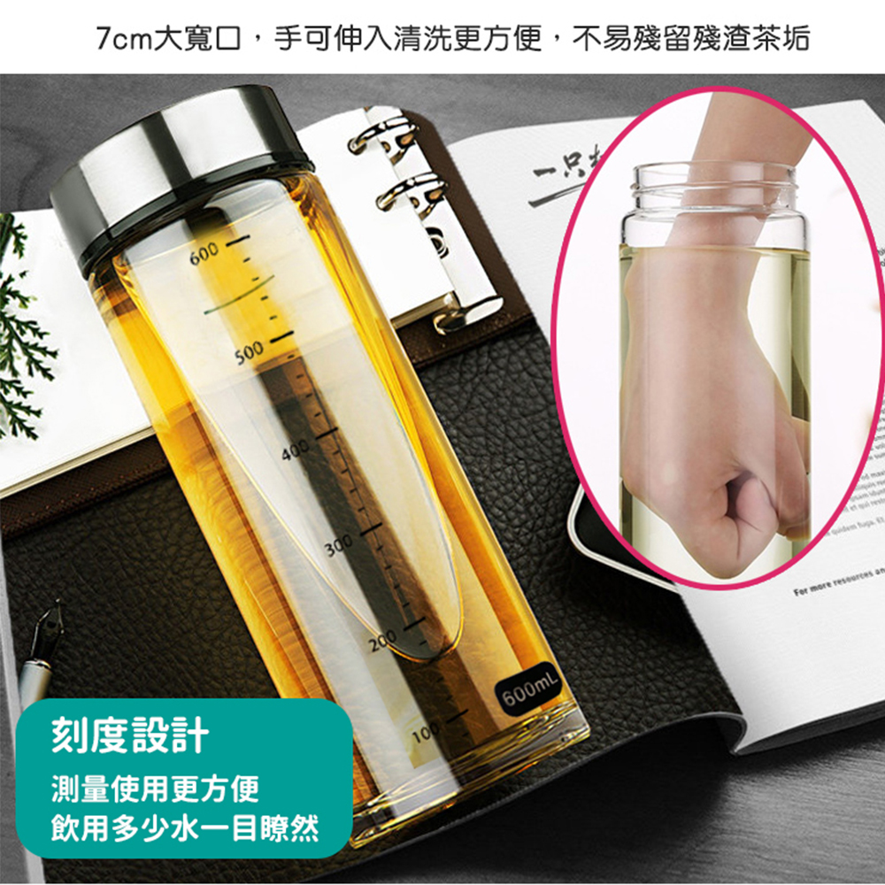 【KARY】刻度高硼硅玻璃泡茶杯800ml(2+2杯套) - 全聯全電商