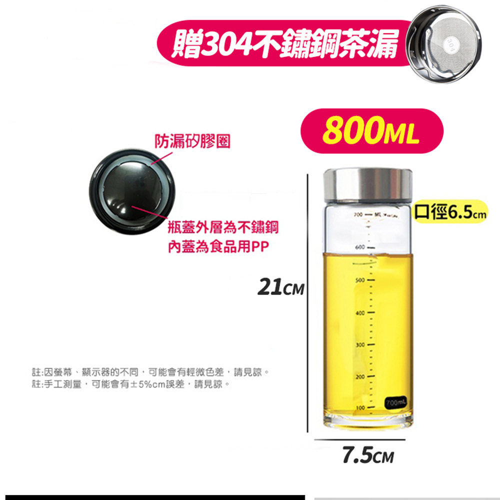 【KARY】刻度高硼硅玻璃泡茶杯800ml(2+2杯套) - 全聯全電商