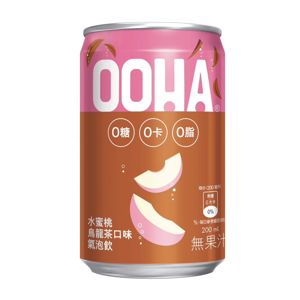 【OOHA】氣泡飲-水蜜桃烏龍茶口味(200ml*12入) - 全聯全電商