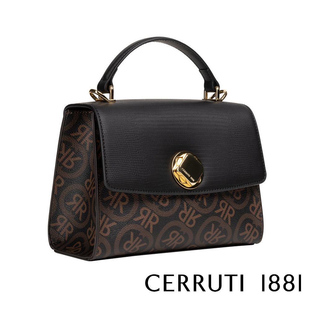 【CERRUTI 1881】限量2折 義大利頂級手提包肩背包 全新專櫃展示品 (CEBA05788P 咖啡色) - 全聯全電商