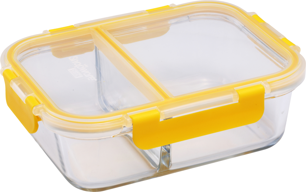 【Snapware 康寧】可拆扣分隔玻璃保鮮盒(1050ml-黃色/便當盒) - 全聯全電商