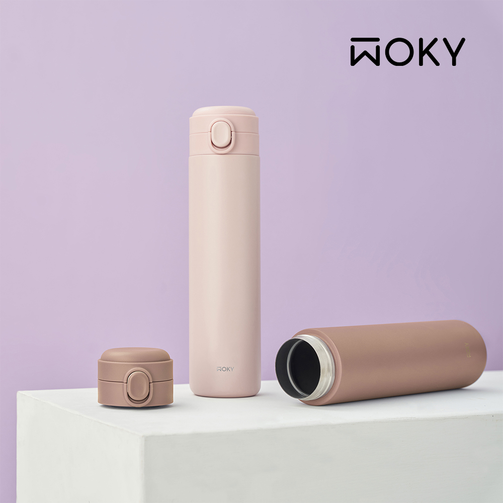 【WOKY 沃廚】輕量彈蓋鈦陶瓷易潔層保溫杯2入組(600ML) - 全聯全電商