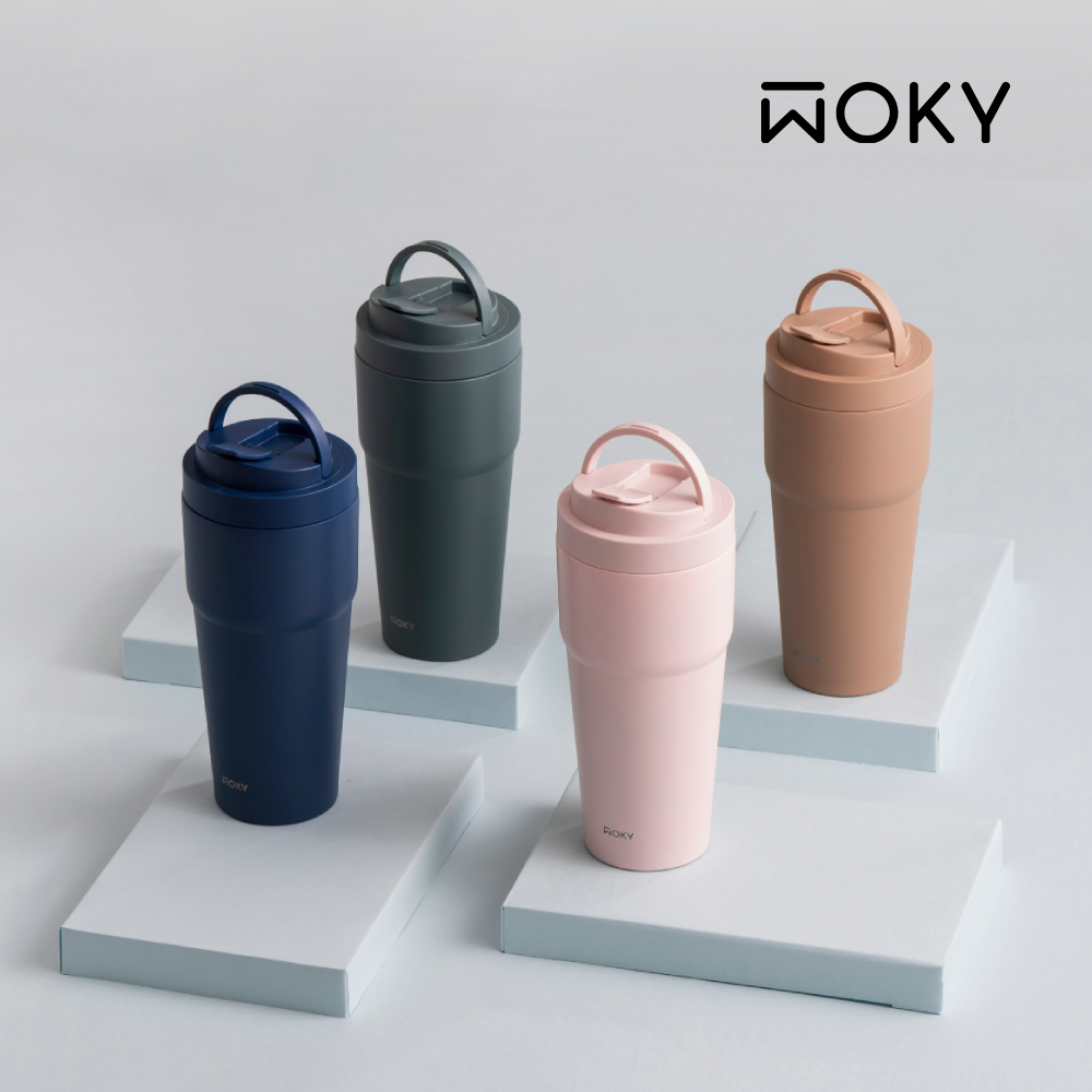 【WOKY 沃廚】渾圓杯-雙層陶瓷2入組(750ML-附矽膠粗吸管) - 全聯全電商