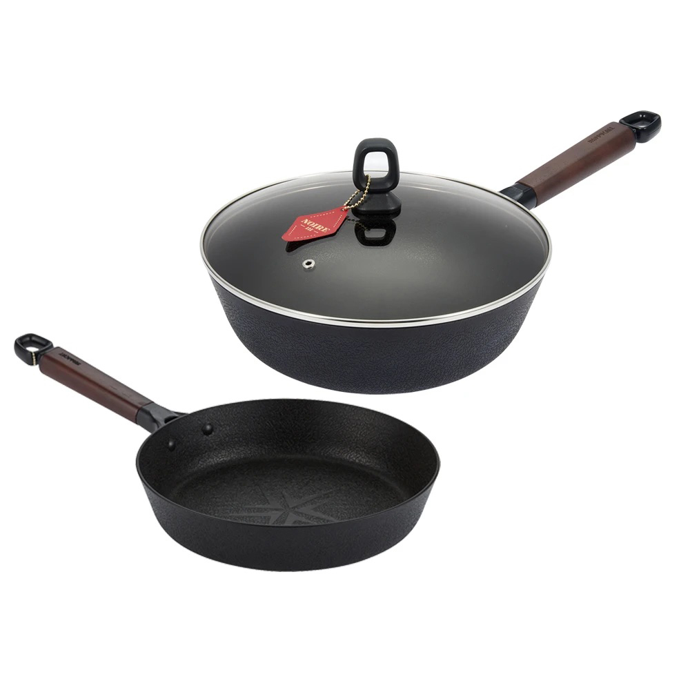 【韓國 HAPPYCALL】NOIRE石墨烯IH鈦熔岩雙鍋組(30cm深炒鍋+30cm鍋蓋+28平底鍋) - 全聯全電商