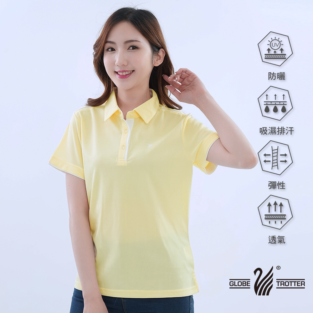 【遊遍天下】女款吸濕排汗抗UV機能短袖POLO衫 GS1033 / 黃白(M-5L 大尺碼) - 全聯全電商
