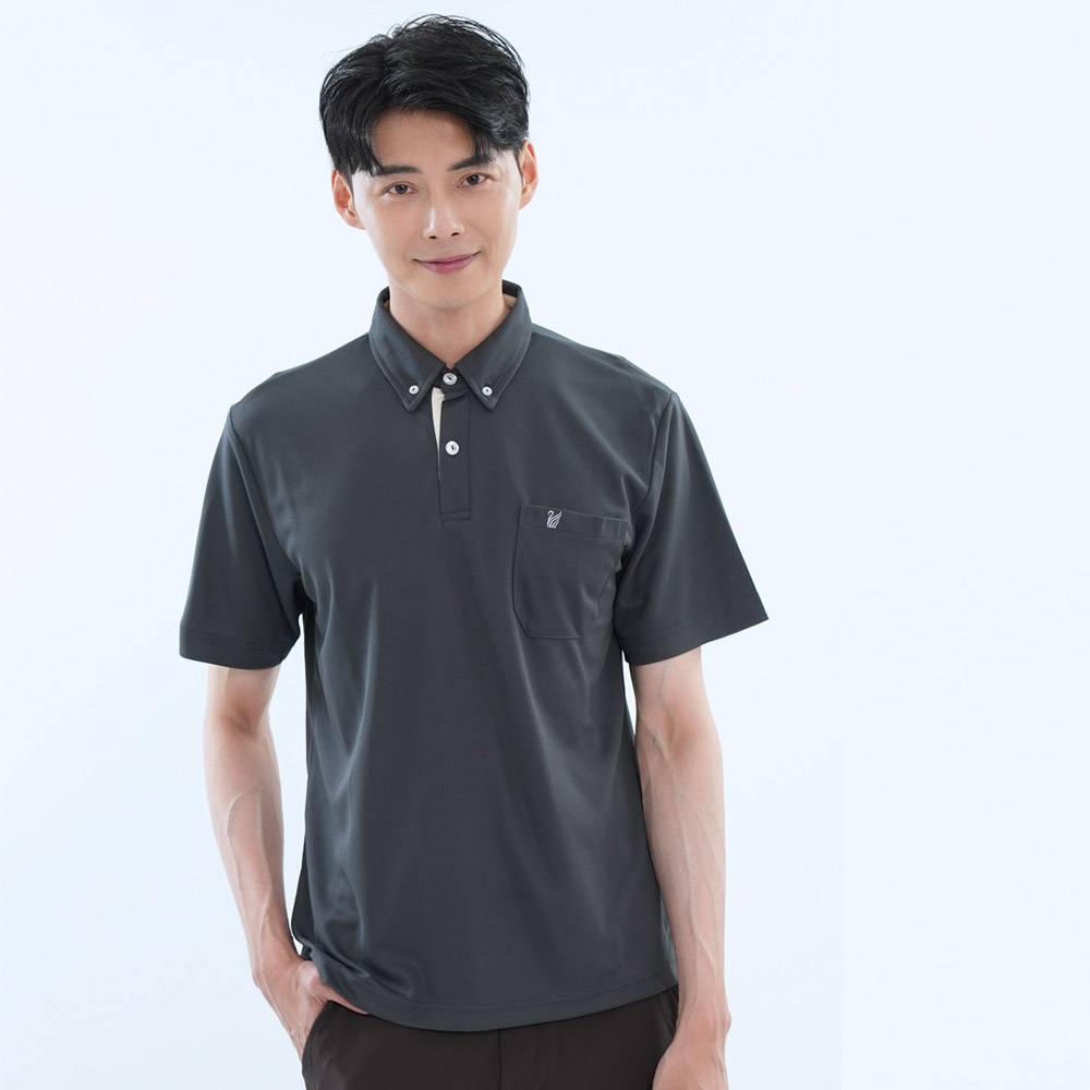 【遊遍天下】男款吸濕排汗抗UV機能短袖POLO衫 GS1041 / 深灰(M-5L 大尺碼) - 全聯全電商