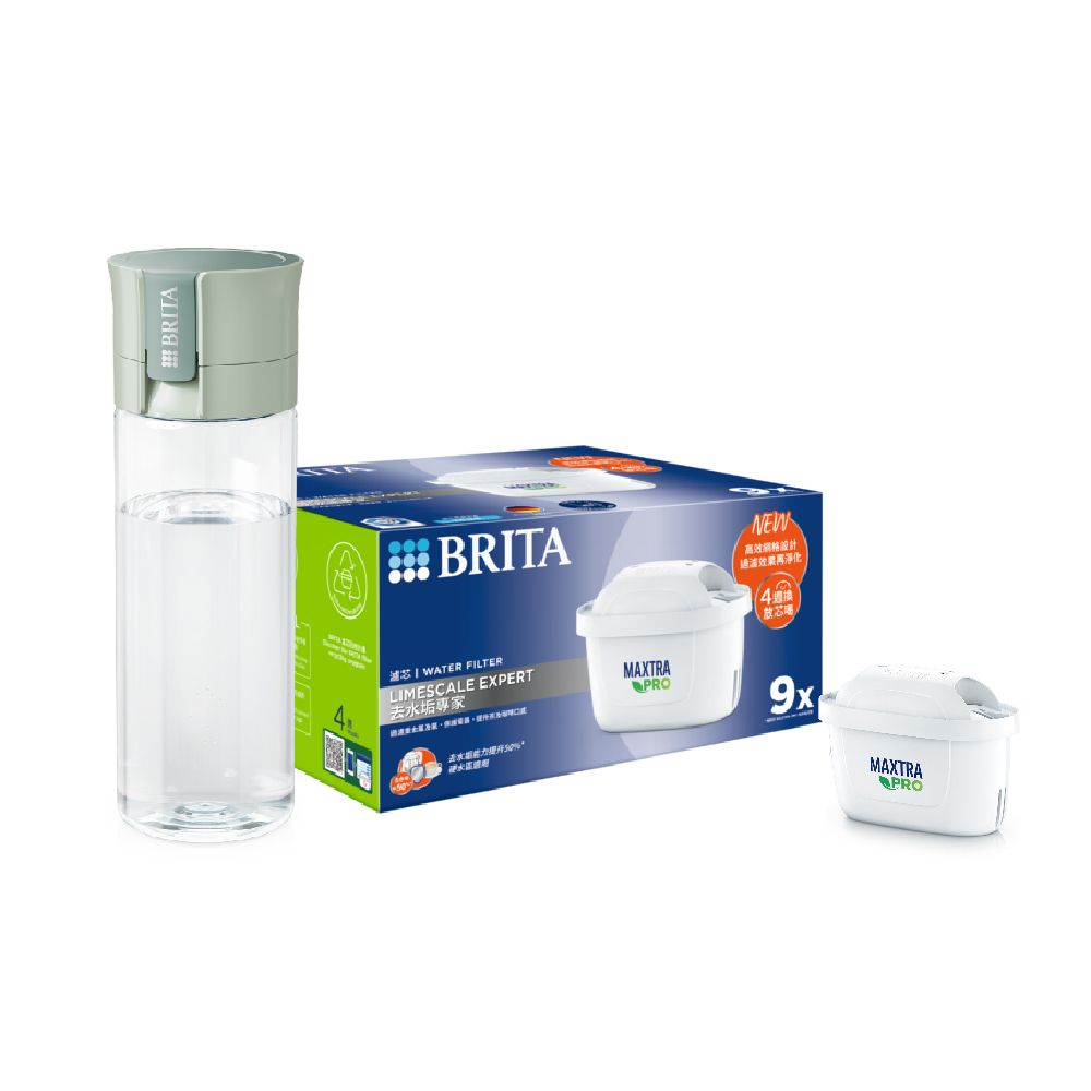 【BRITA】MXPRO 去水垢9芯隨身瓶組(綠色) - 全聯全電商
