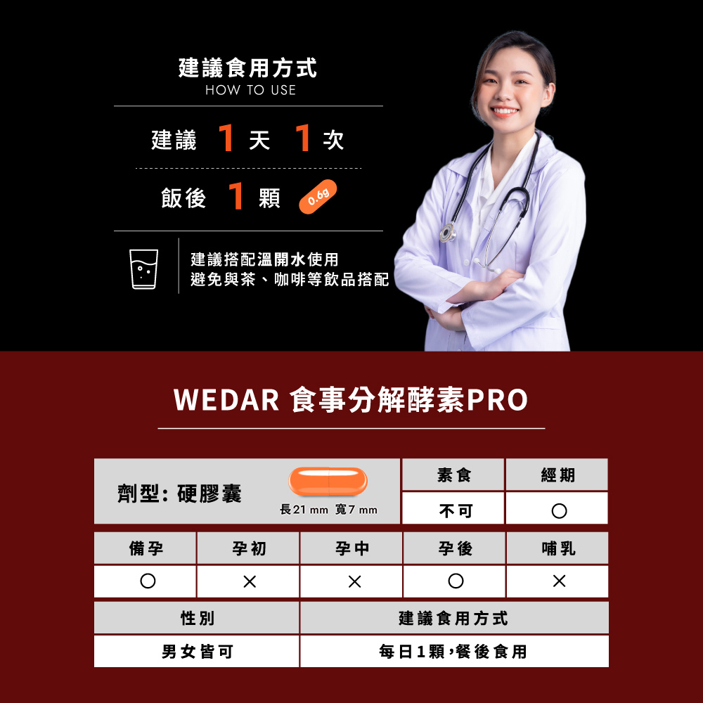 【WEDAR 薇達】食事分解酵素PRO(30顆/盒) - 全聯全電商