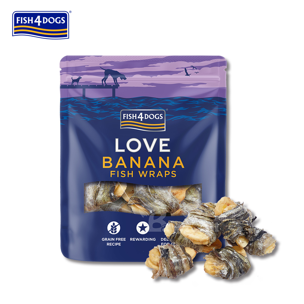 【FISH4DOGS 海洋之星】珍愛營養點心-魚皮香蕉 100g (寵物零食 狗零食 潔牙)(3入) - 全聯全電商