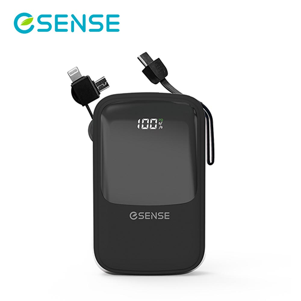 【ESENSE 逸盛】免帶線快充行動電源-黑(自帶線設計) - 全聯全電商