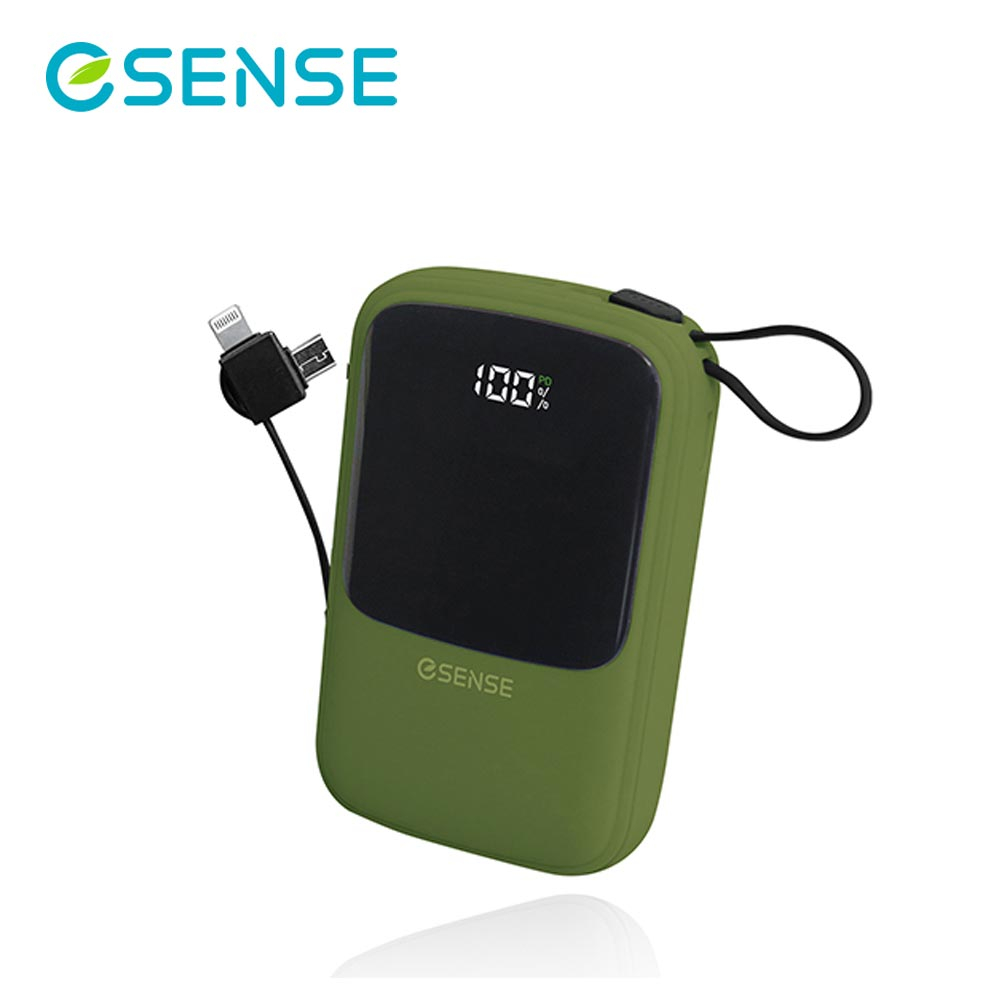 【ESENSE 逸盛】免帶線快充行動電源-綠(自帶線設計) - 全聯全電商